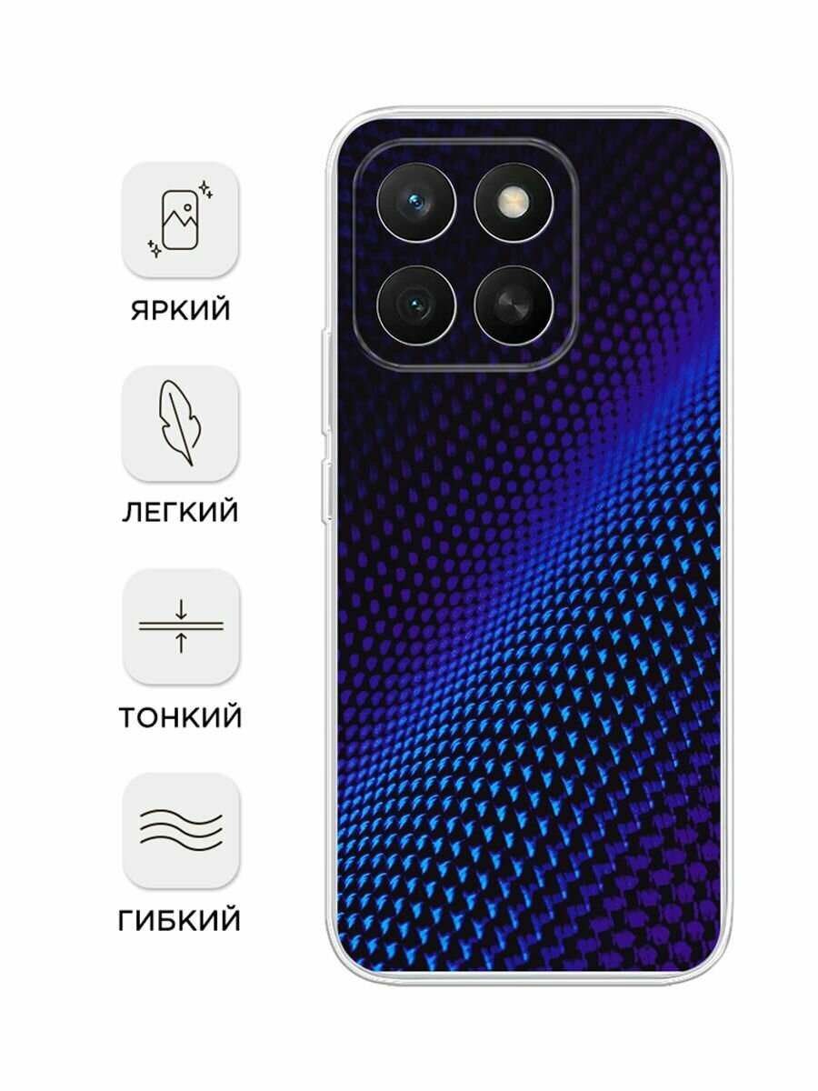Силиконовый чехол на Honor X8c / Хонор X8c с принтом "Синий карбон" — фото 1