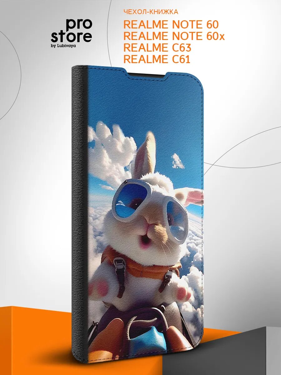 Чехол книжка для Realme Note 60x/Note 60/C63/C61, Реалми Ноте 60икс/Ноте 60/С63/С61, противоударный, с рисунком