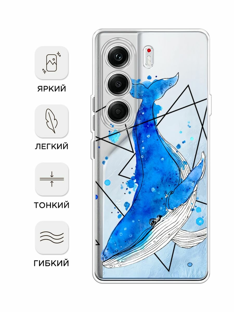 Чехол на Tecno Camon 40 Pro / Текно Камон 40 Про с принтом "Кит графика", прозрачный — фото 1