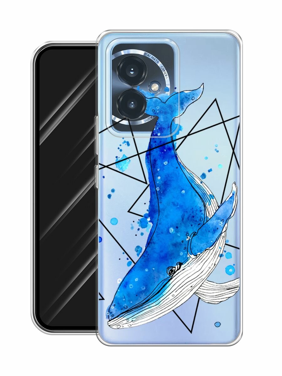 Чехол на Honor 100 / Хонор 100 с принтом "Кит графика", прозрачный — фото 1