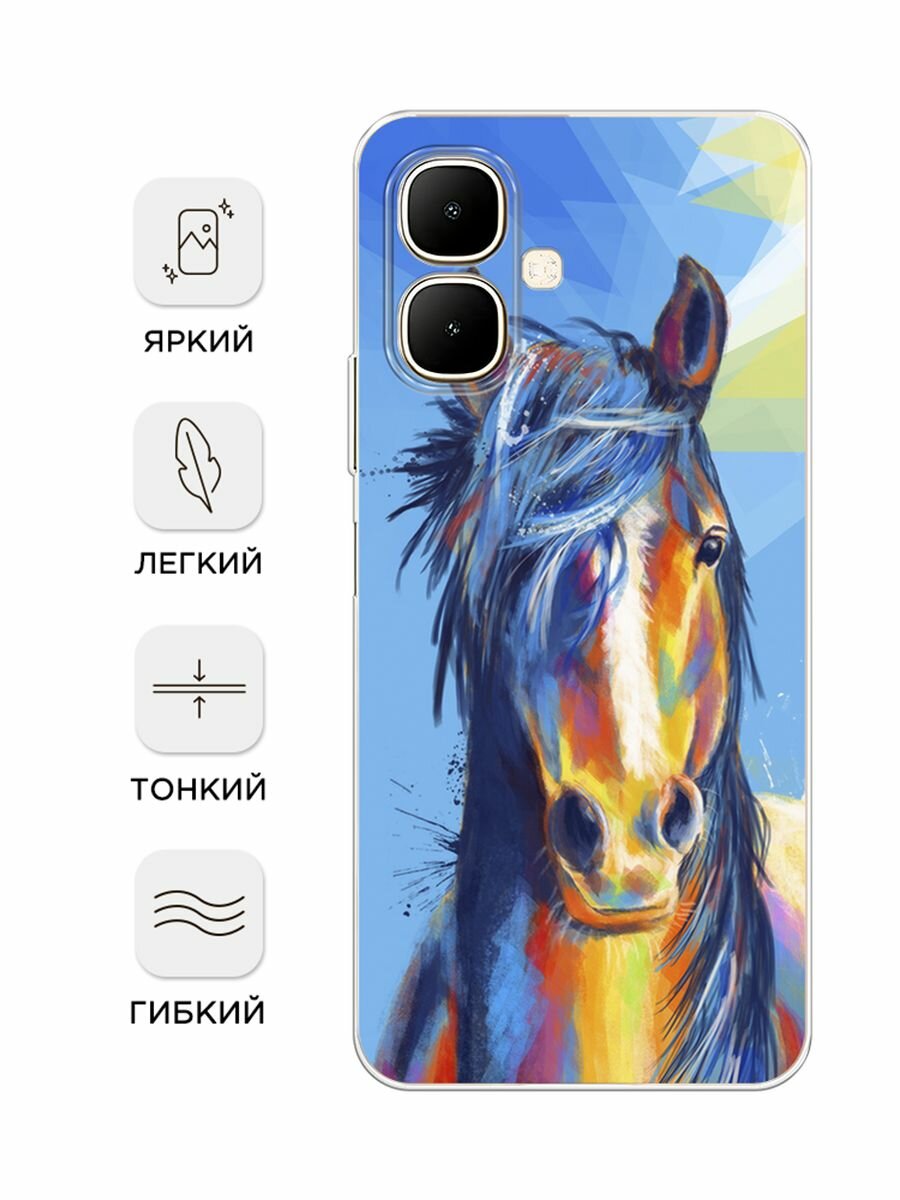 Чехол на Infinix Smart 10 / Инфиникс Смарт 10 с принтом "Лошадь арт 3" — фото 1