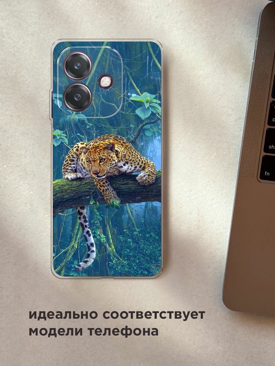Чехол на Oppo A3/A3x / Оппо А3/A3x с принтом "Леопард охотник" — фото 1