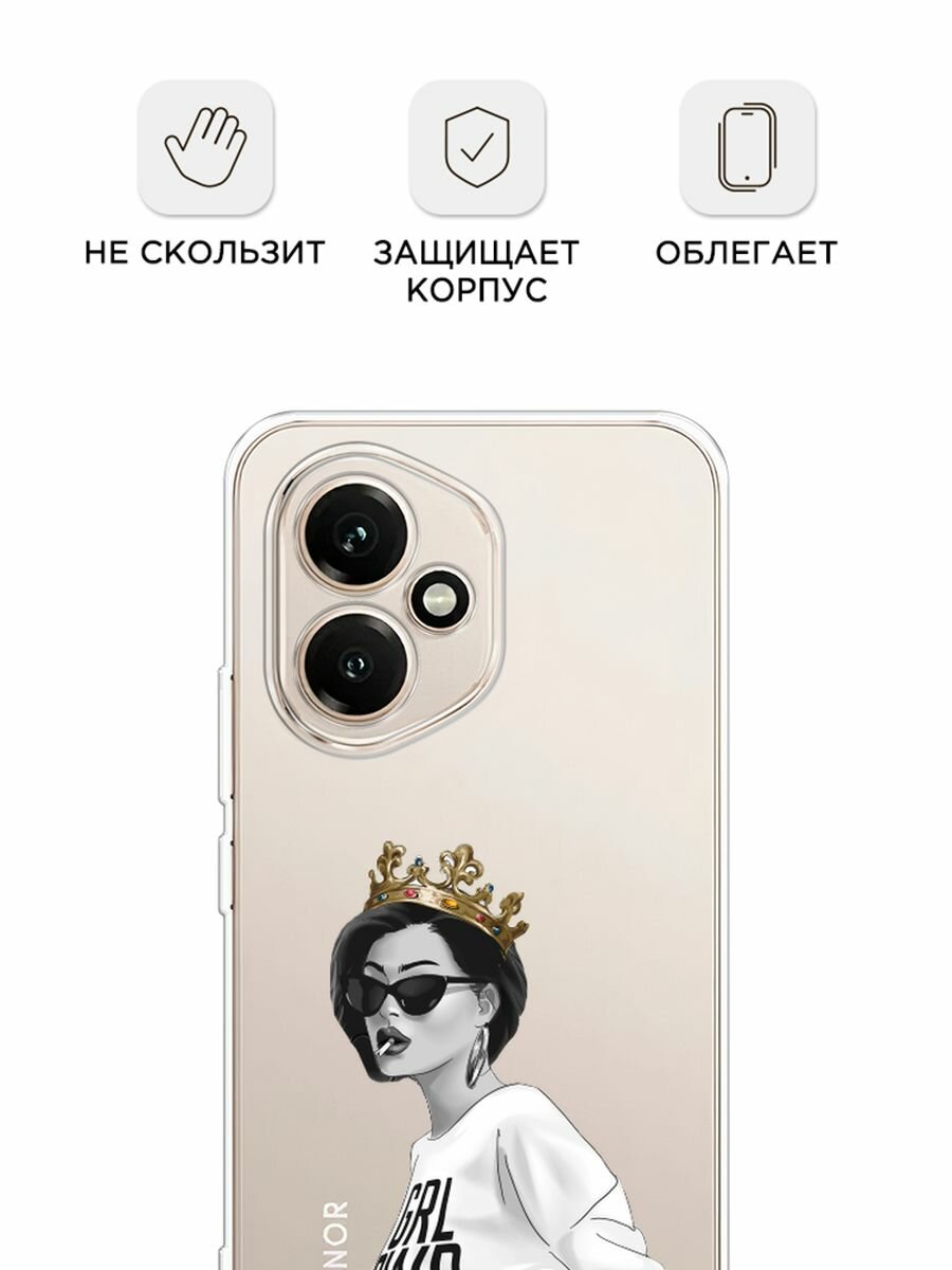 Чехол на Honor 400 / Хонор 400 с принтом Be your Queen, прозрачный — фото 1