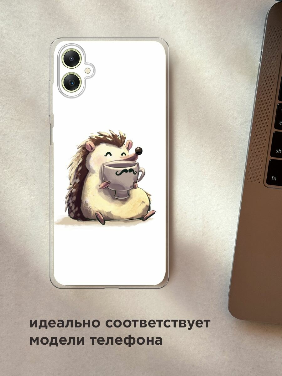 Чехол на Samsung Galaxy A06 / Самсунг Галакси А06 с принтом "Еж кофеман" — фото 1