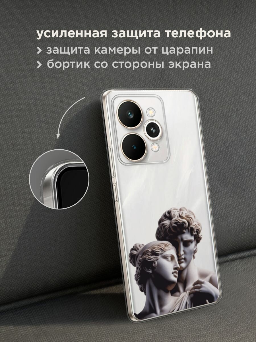Чехол на Realme 15 Pro / Реалми 15 Про с принтом "Нежные скульптуры - 14 февраля", прозрачный — фото 1