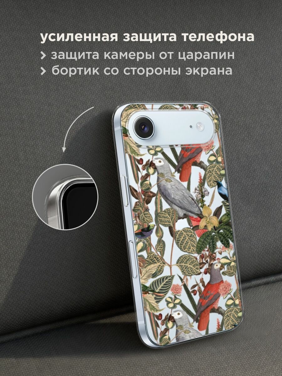 Чехол на Apple iPhone Air / Айфон Айр с принтом "Tropical pattern", прозрачный — фото 1