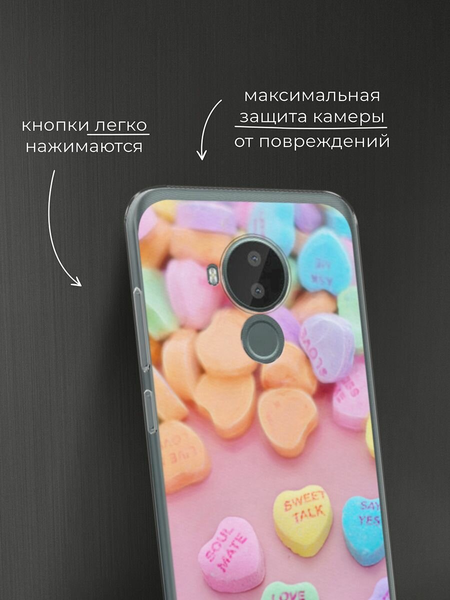 Чехол на Nokia C30 / Нокия C30 с принтом "Конфетки сердечки 2" — фото 1