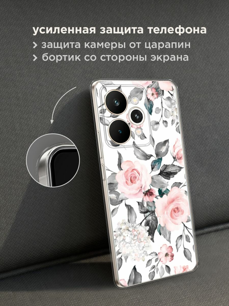 Чехол на Realme 15 Pro / Реалми 15 Про с принтом "Розы на белом" — фото 1