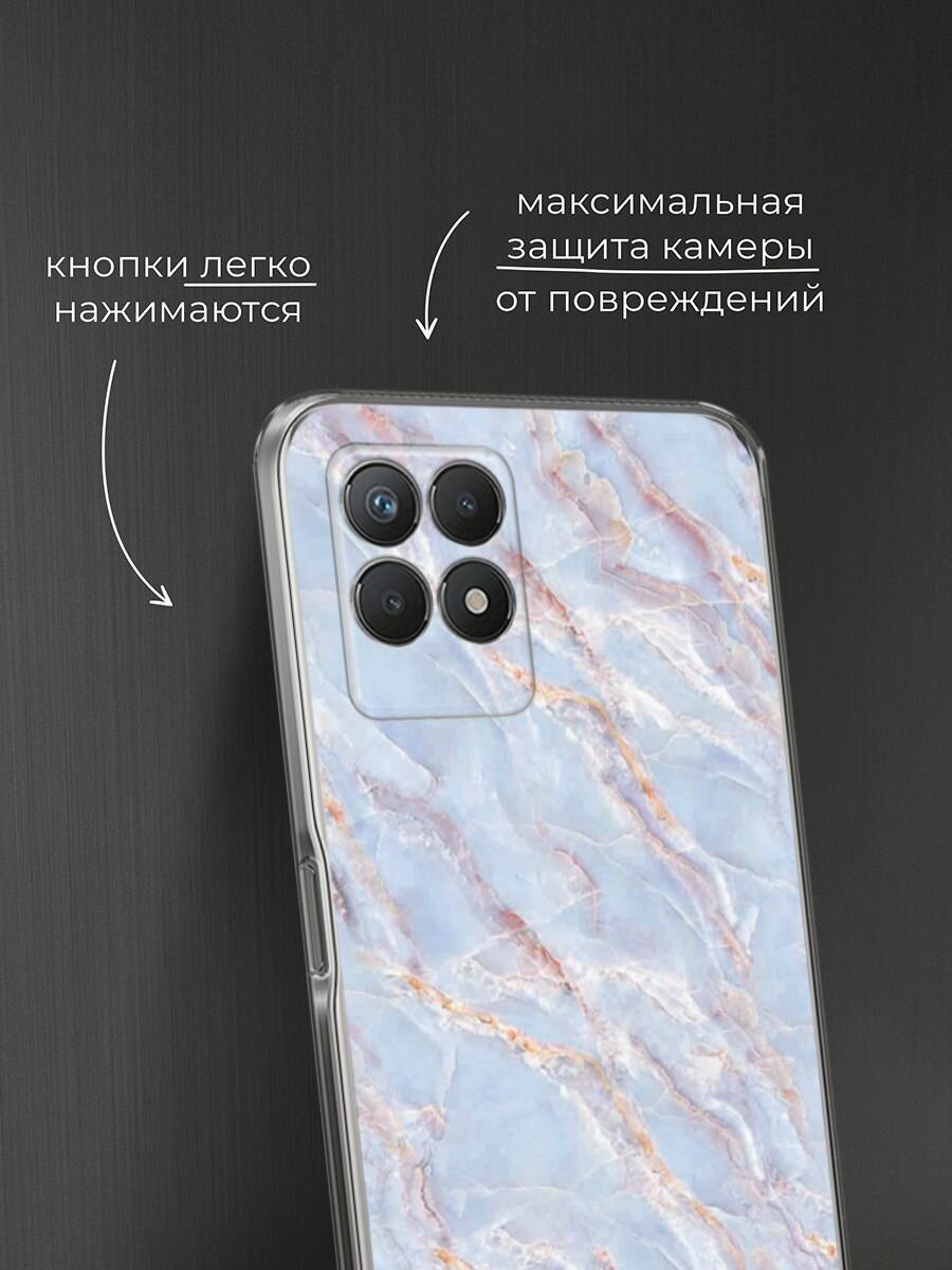 Силиконовый чехол на Realme 8i / Реалми 8i с принтом "Сиреневый мрамор" — фото 1