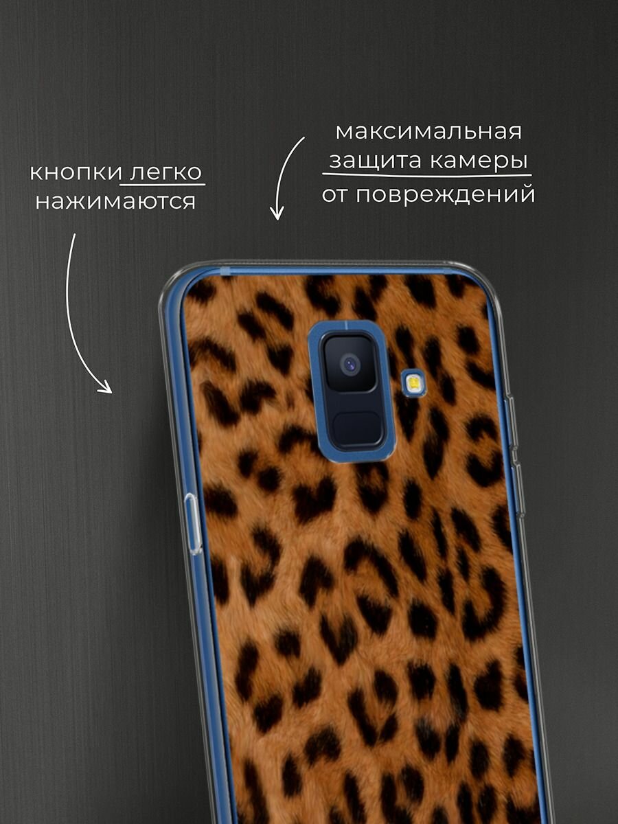 Чехол на Samsung Galaxy A6 / Самсунг Галакси А6 с принтом "Мех леопарда" — фото 1