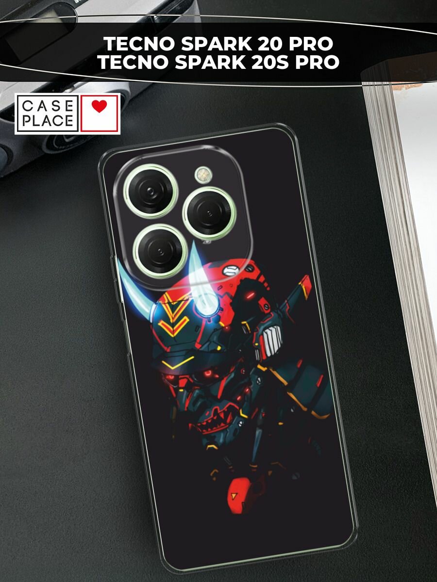 Чехол на Tecno Spark 20 Pro/20S Pro / Текно Спарк 20 Про/20S Про с принтом "Неоновый самурай"