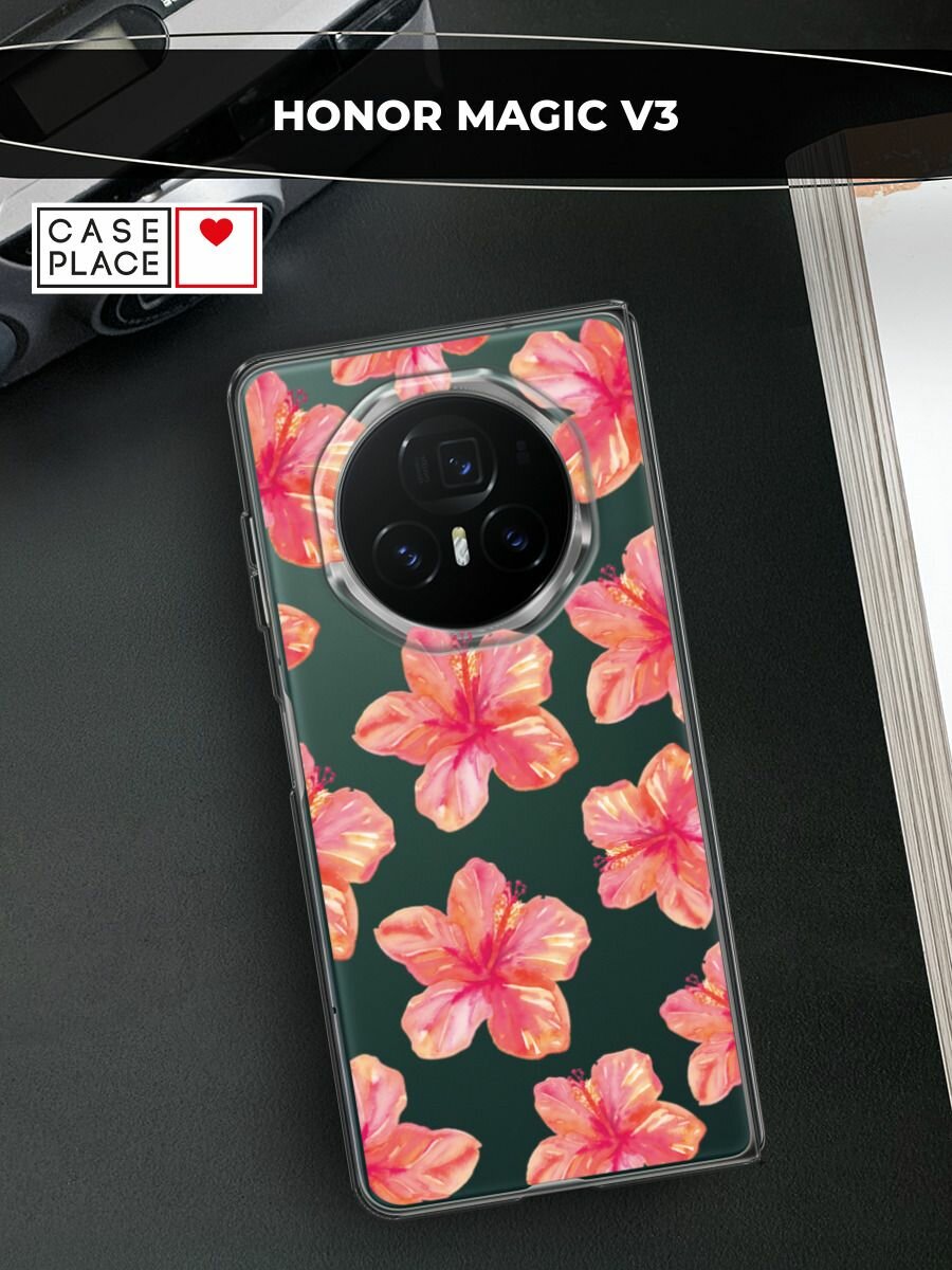 Чехол на Honor Magic V3 / Хонор Мэджик V3 с принтом "Pink flowers"