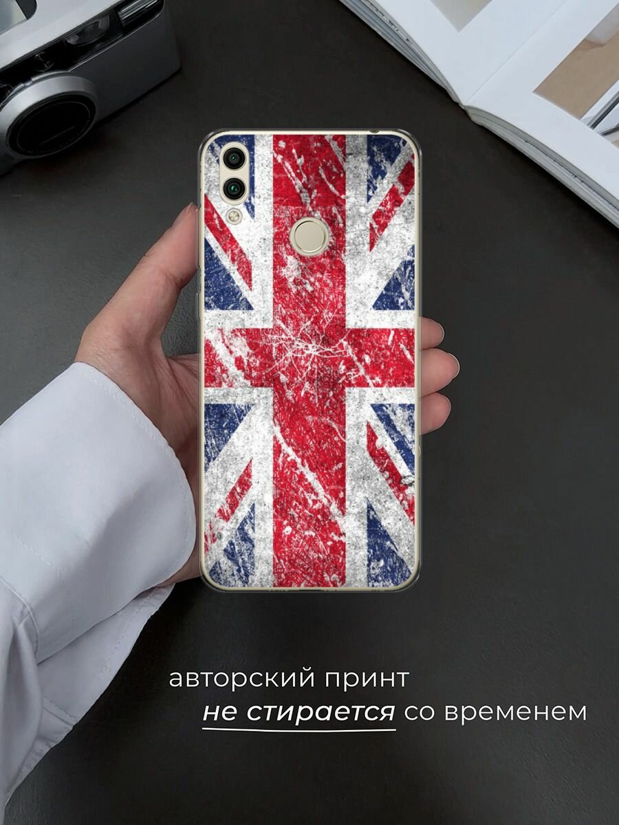 Силиконовый чехол на Honor 8C / Хонор 8С с принтом "Флаг британский" — фото 1