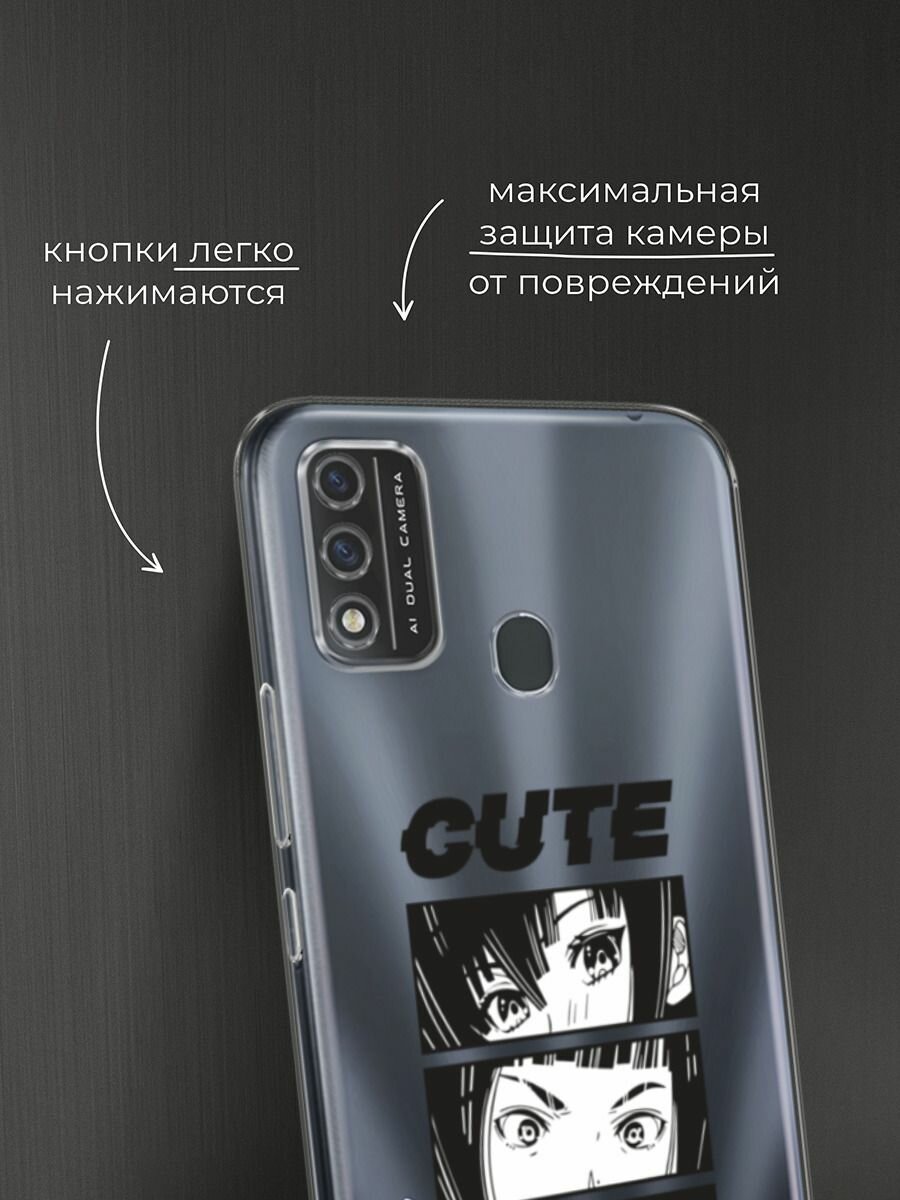 Чехол на Itel A48 / Ител А48 с принтом "Милые аниме девочки", прозрачный — фото 1