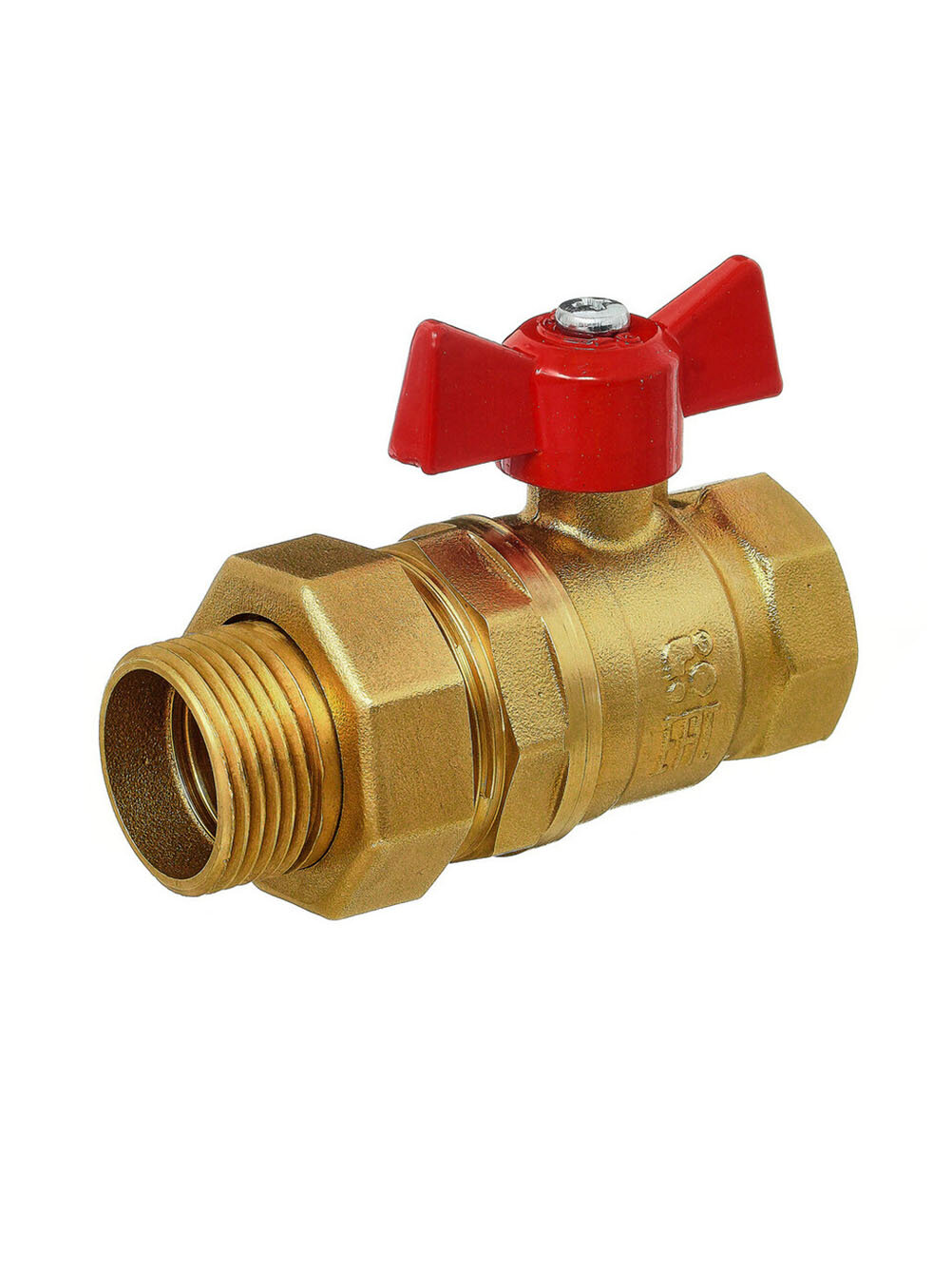 Кран шаровой латунный Standart 3/4 ВР(г) х 3/4 НР(ш) проходной бабочка со сгоном прямой (. А. А31.1.20.40)