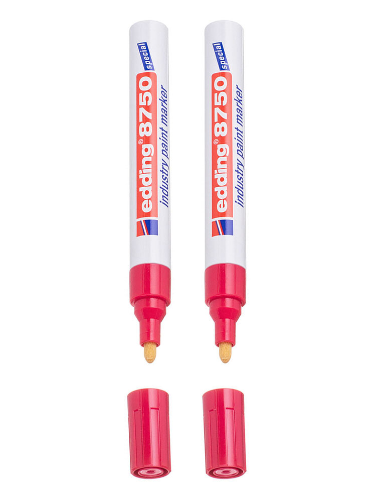 Маркер перманентный для промышленной графики 8750 красный грифель 2-4 мм (2 шт.)