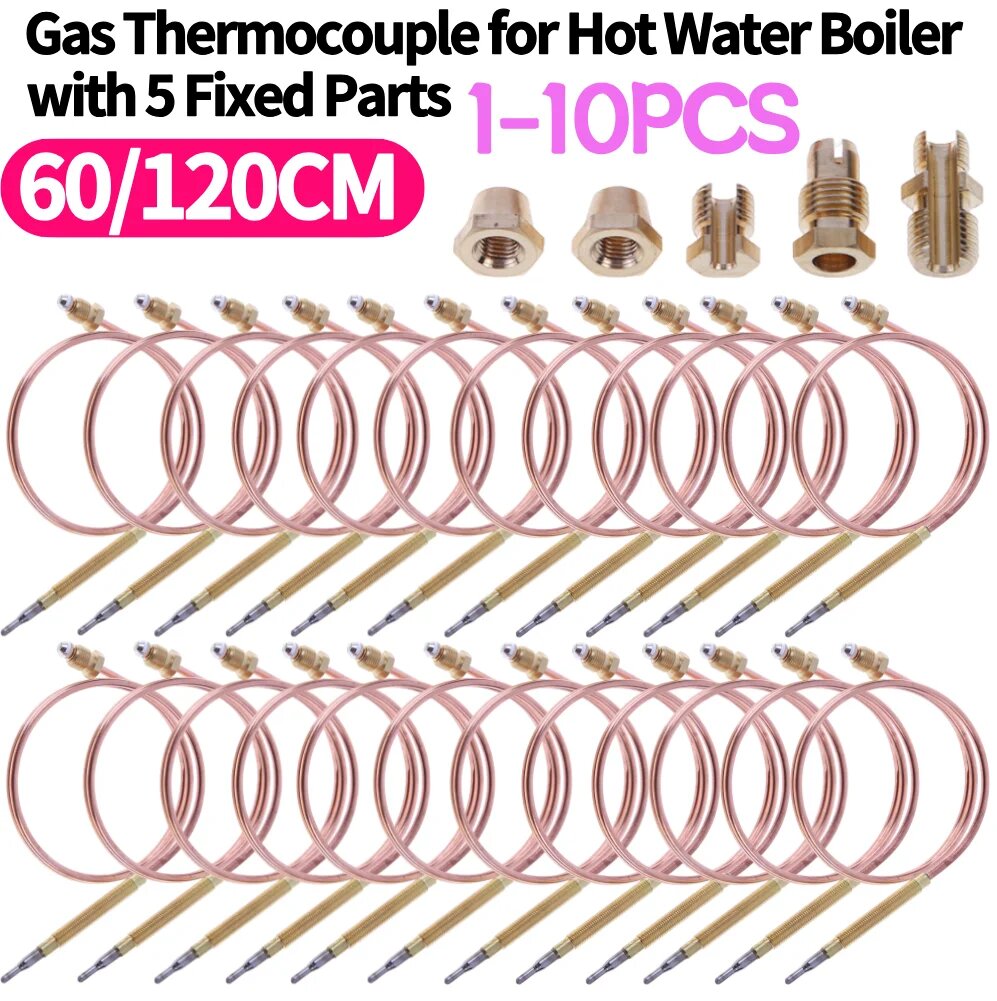 60 см газовая термопара для горячего водонагревателя с 5 фиксированными деталями газовый клапан индукционная линия термопары для печи котлов
