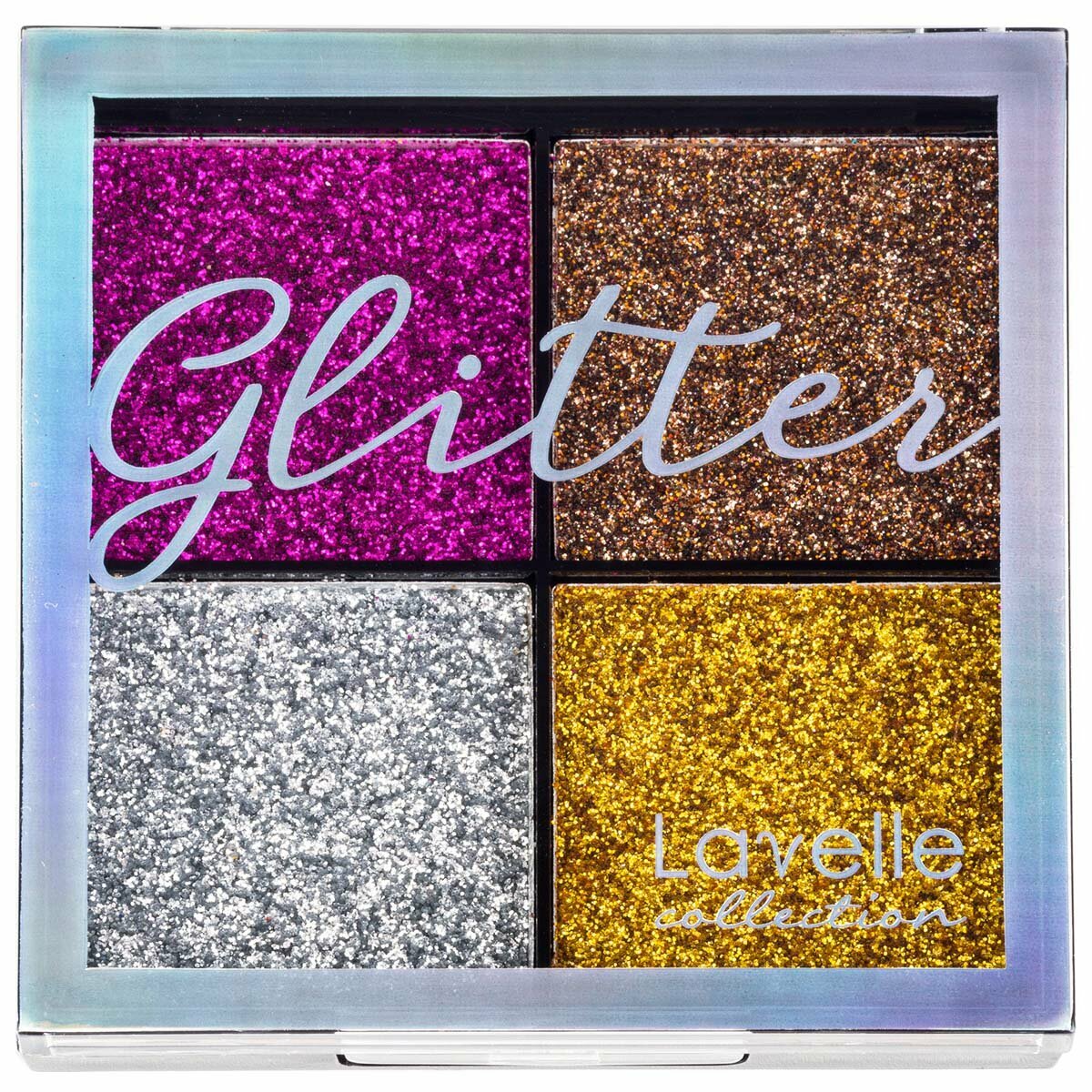 Тени для век Lavelle палетка 4 оттенка Glitter, тон 02 северное сияние