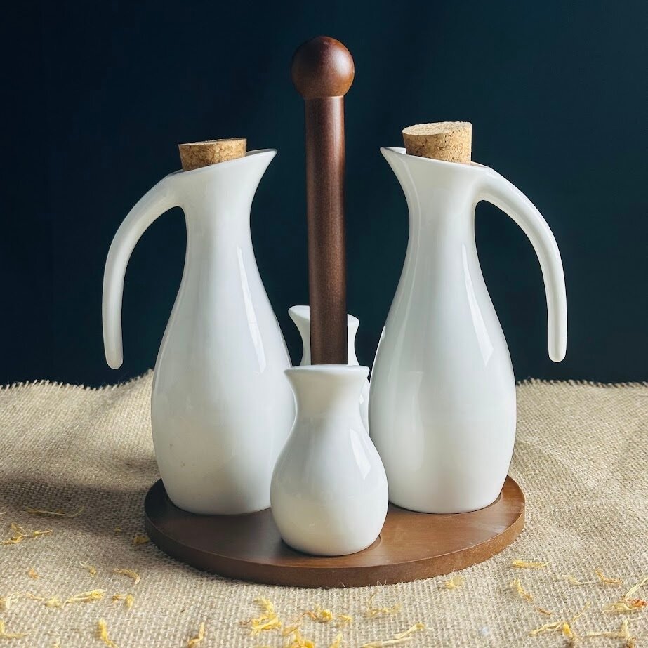 Набор солонок и бутылки для масла/уксуса 4 предмета на подставке TROPICAL