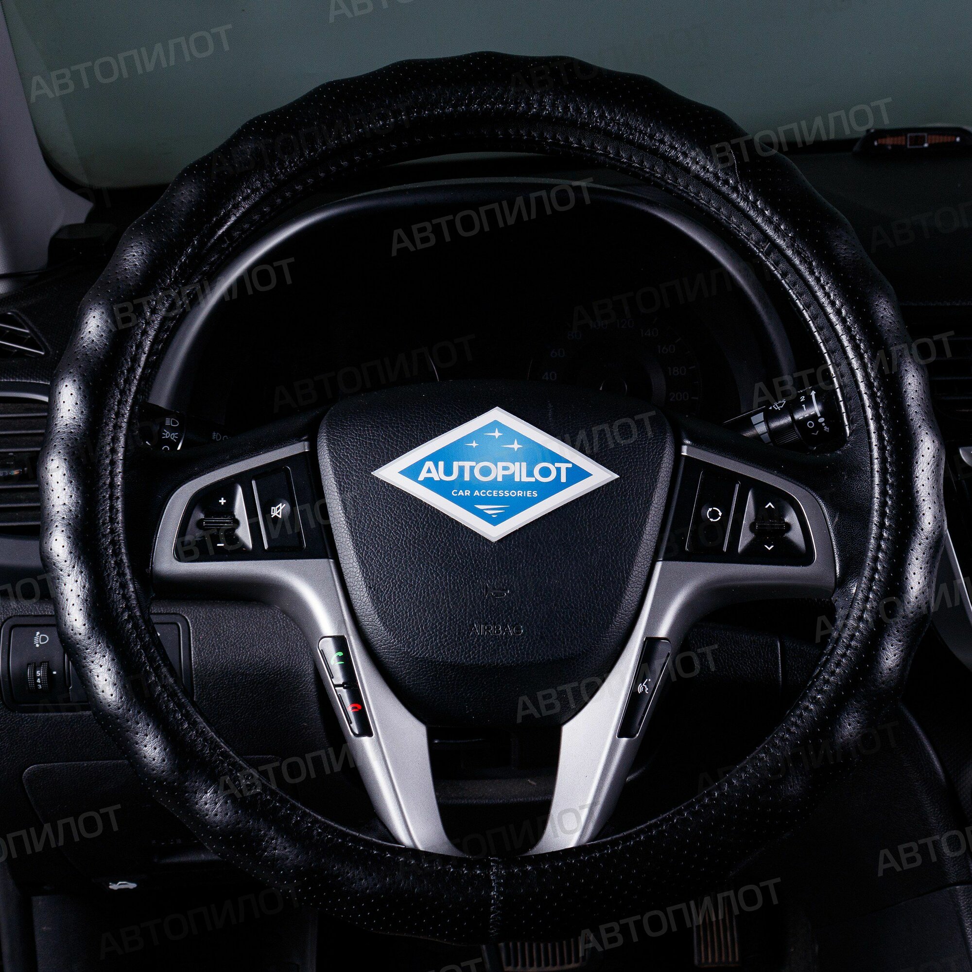 Оплетка на руль Subaru / Субару Levorg , Impreza , Forester , Legacy , Outback , XV и др, Черный, Чехол на руль 37 - 39 см