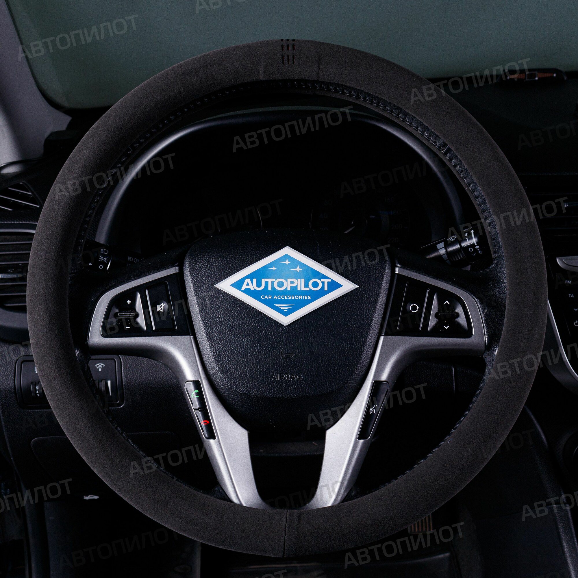 Оплетка на руль Renault / Рено Arkana , Duster , Kaptur , Logan , Megane и др, серая с красной вставкой, Чехол на руль 37 - 39 см