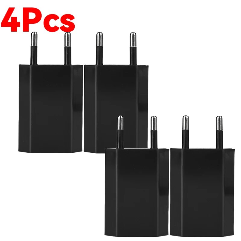 4 шт. USB адаптер в розетку, Черный