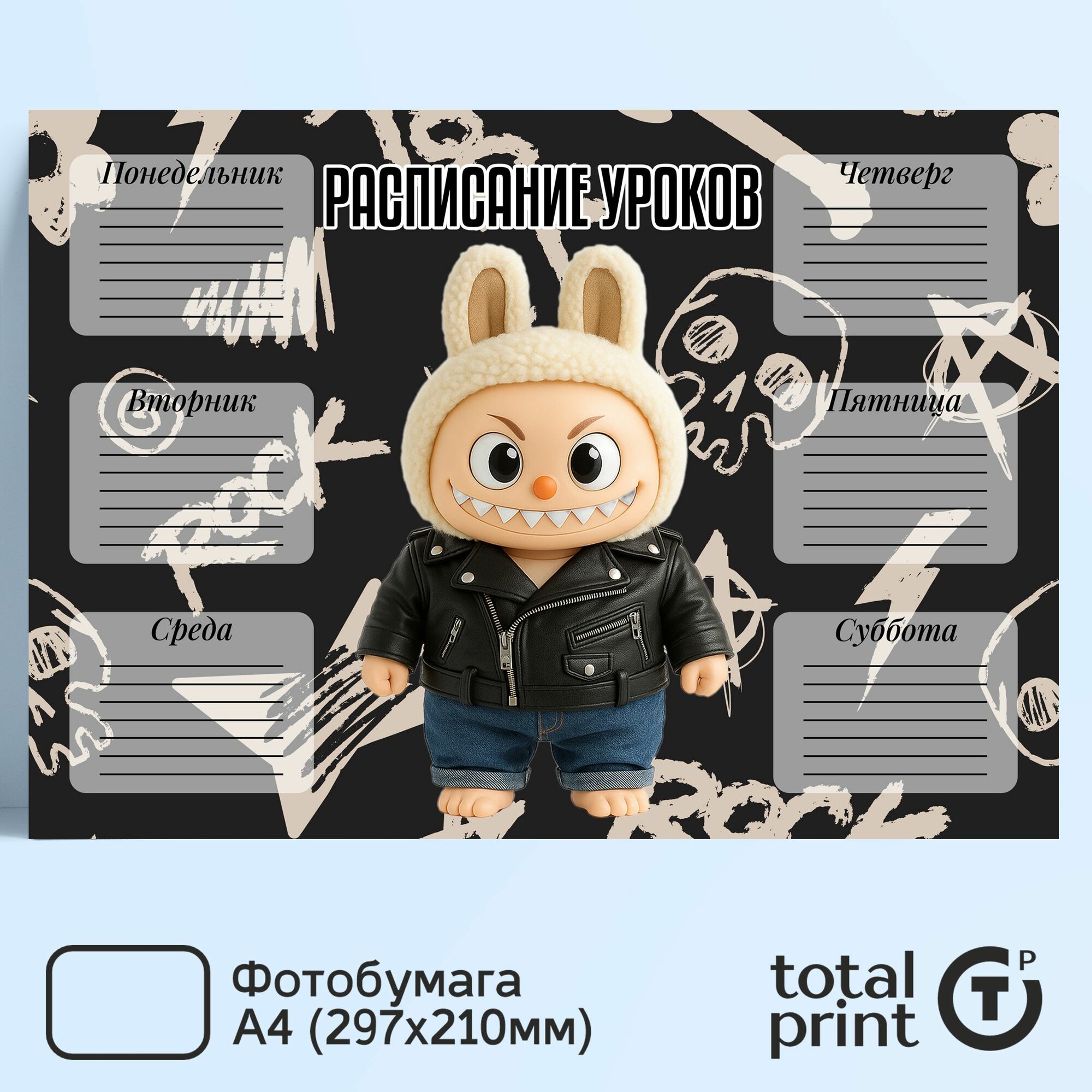 Школьное расписание уроков лабубу, А4, TotalPrint