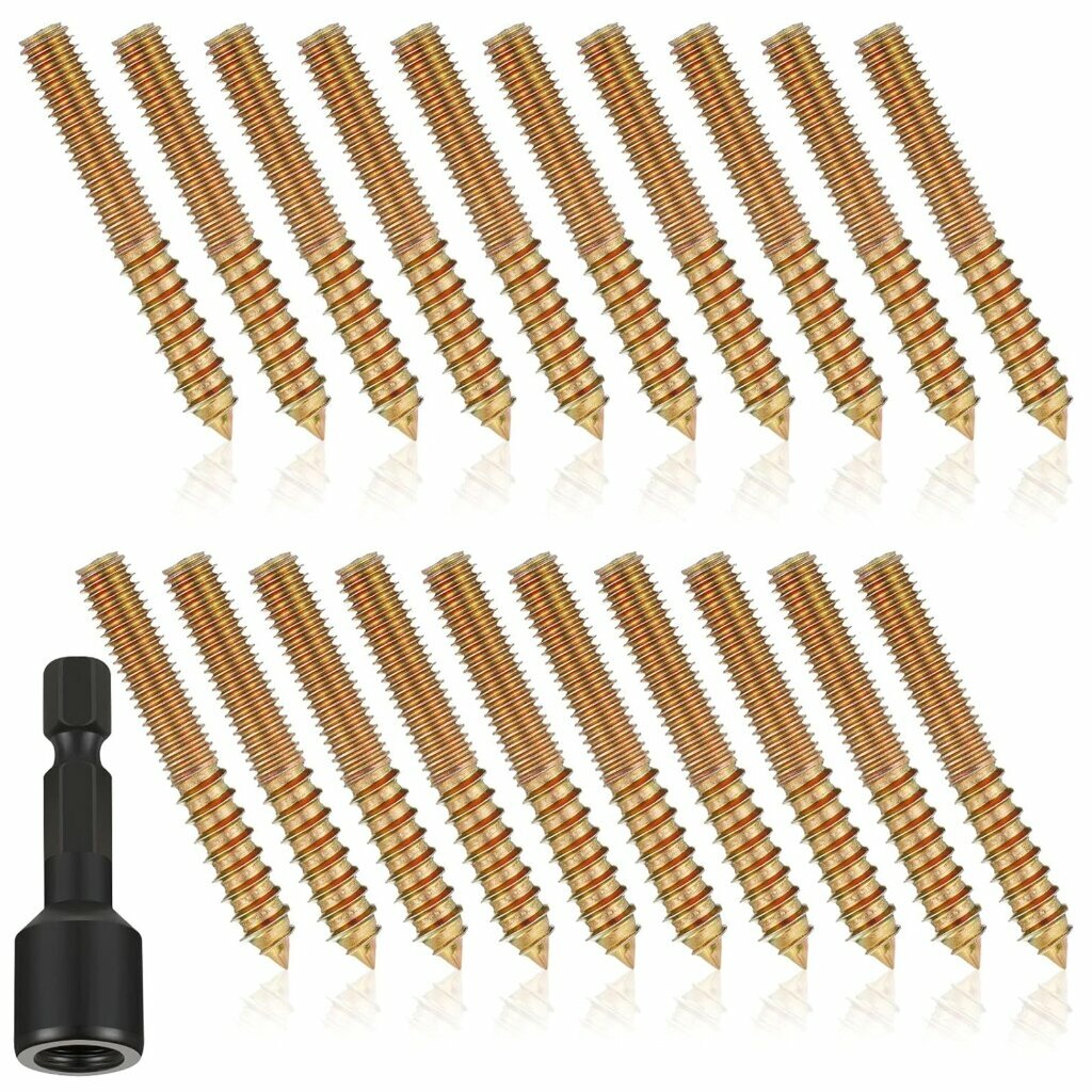 20шт Болтов для вешалок из углеродистой стали с резьбовыми стержневыми винтами для сборки мебели для деревянных лестниц