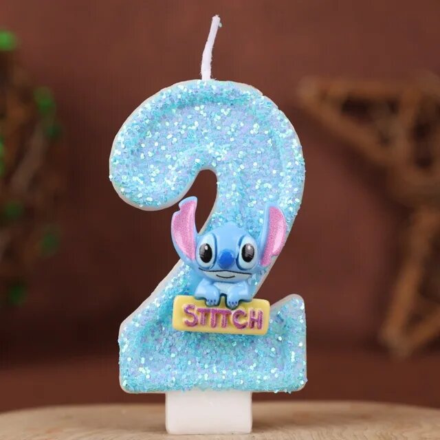 Синяя цифровая свеча с цифрами 0-9 в стиле аниме «Лило и Стич», кавайный ангелочек «Стежок», детские тематические свечи для вечеринок, подарки для детей,