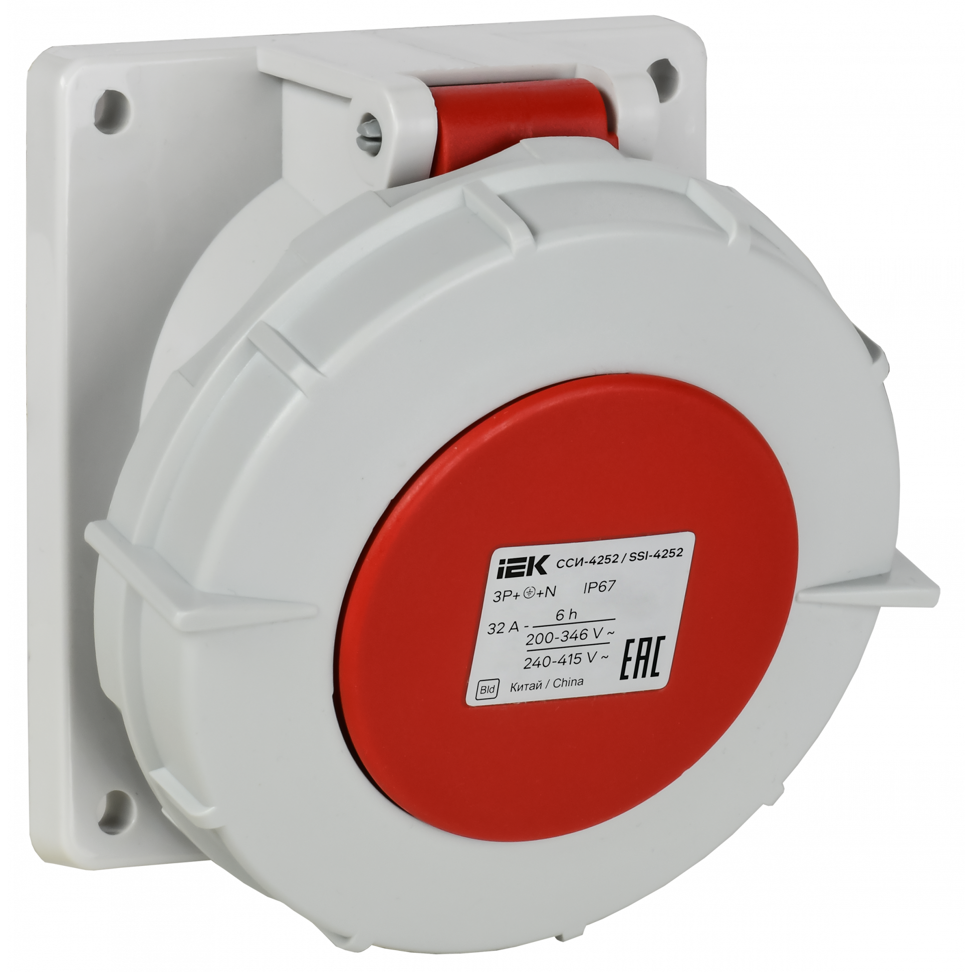 Розетка встраиваемая ССИ-4252 32А-6ч/380В 3P+PE+N IP67, IEK PSR42-032-5-0-67 (1 шт.)