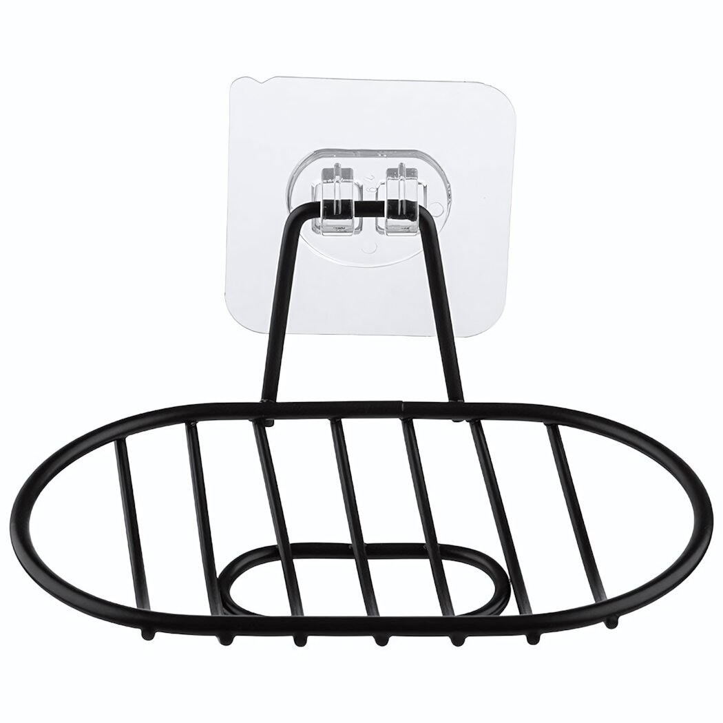 Мыльница подвесная овальная черная 14,3*8,5*2,5см, металлическая с присоской