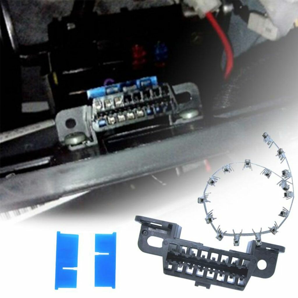 Автомобильный сканер OBD2 с 16-контактным гнездовым разъемом OBD plug + клемма + вставка
