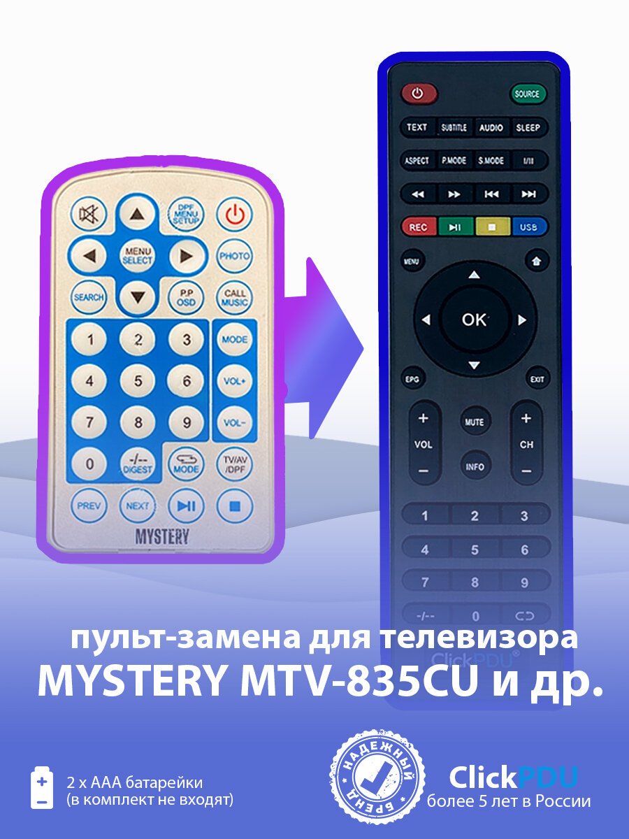Пульт для автомобильного телевизора Mystery MTV-835CU