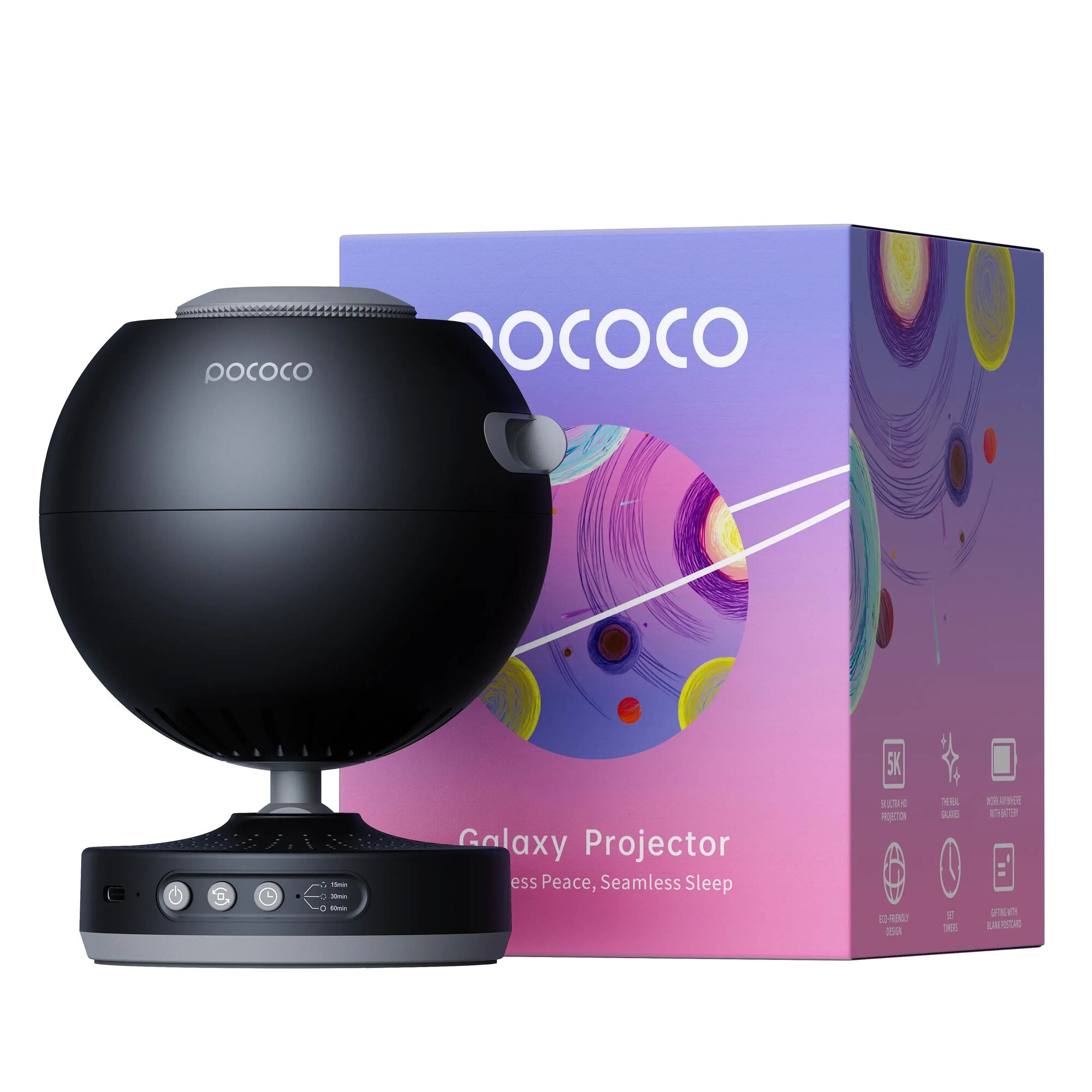 POCOCO Galaxy проектор Galaxy Light проектор звездный проектор ночник лампа с мягким светом высокой четкости для детей, Black, 0-5 Вт, белый