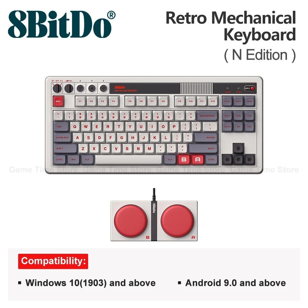 8BitDo Retro87 N Edition-gray red механическая игровая Bluetooth-клавиатура