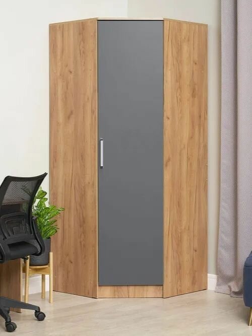 Шкаф угловой для одежды Мартина (Графит, дуб крафт) 850х2016х850