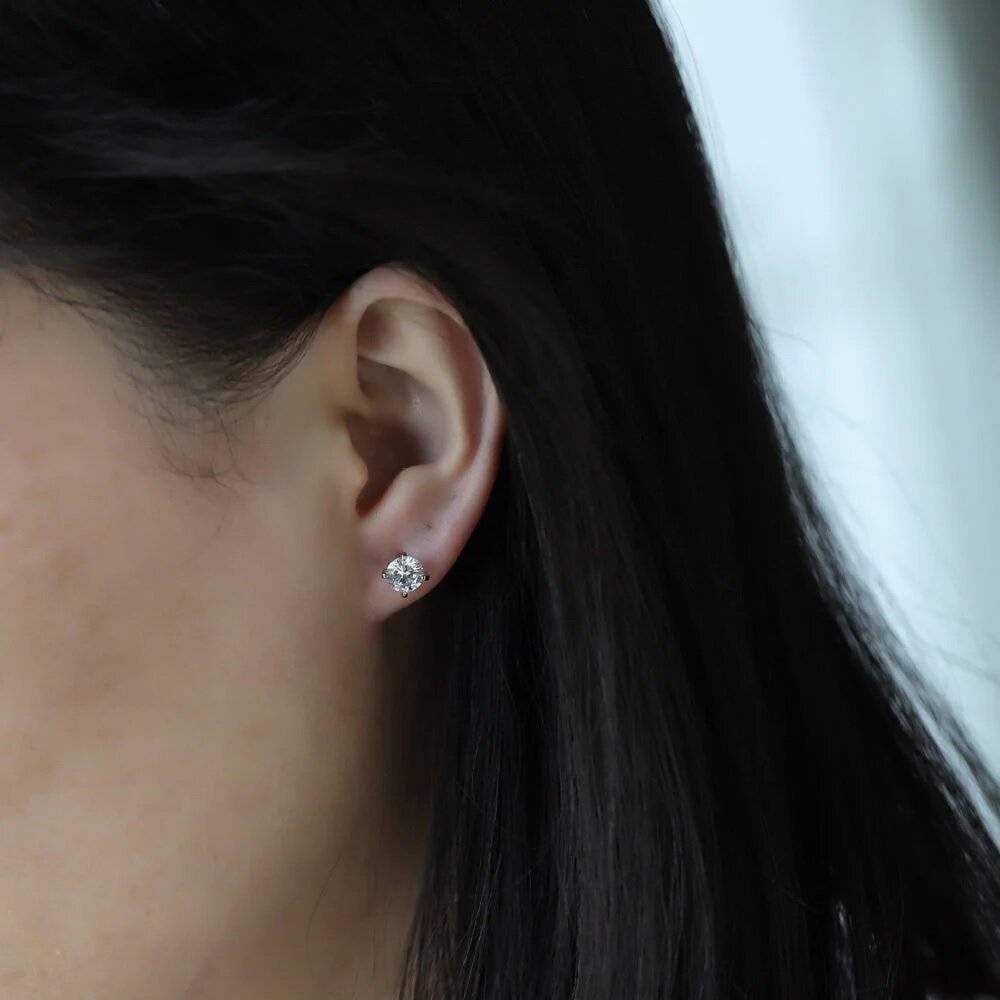 Серьги пусеты, фианит