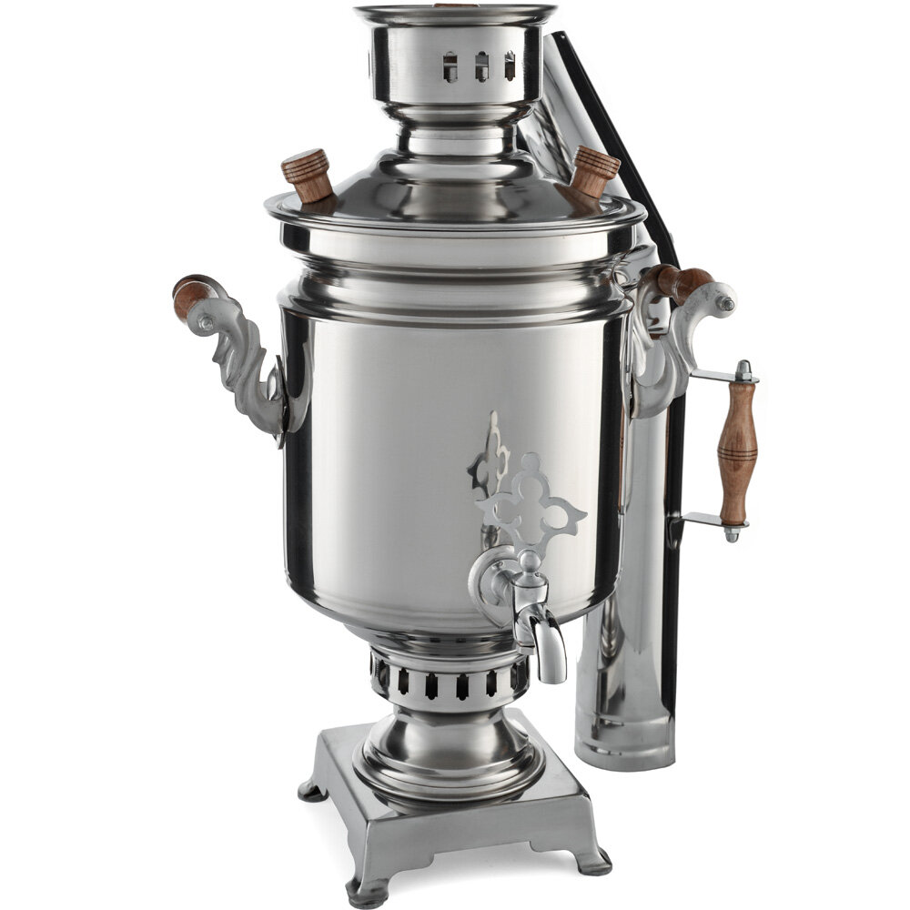 Самовар на дровах 5 литров формы «Банка» нержавеющая сталь, серебристый