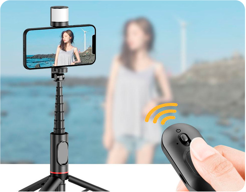 Монопод-штатив FUNSNAP, с BT-пультом и подсветкой,360°, для селфи