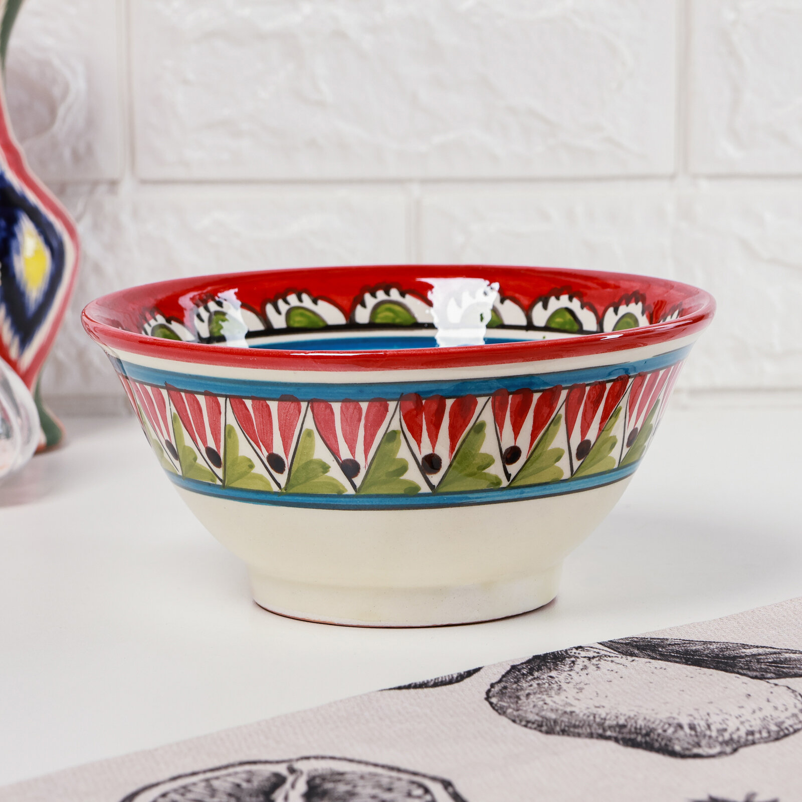 Бульонница узбекская Риштанская Керамика, 800 мл, d=18 см, красная