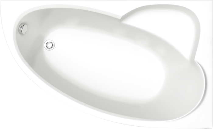 Акриловая ванна Bas Сагра R 160x100 см, угловая, правая, пристенная, белая, асимметричная, с каркасом, с сиденьем