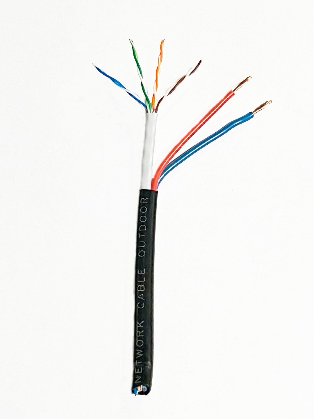 Кабель UTP 5e с питанием, 4x2x0.5 мм + 2х0.75мм, 24AWG медь, для внешней прокладки, длина 20 метров