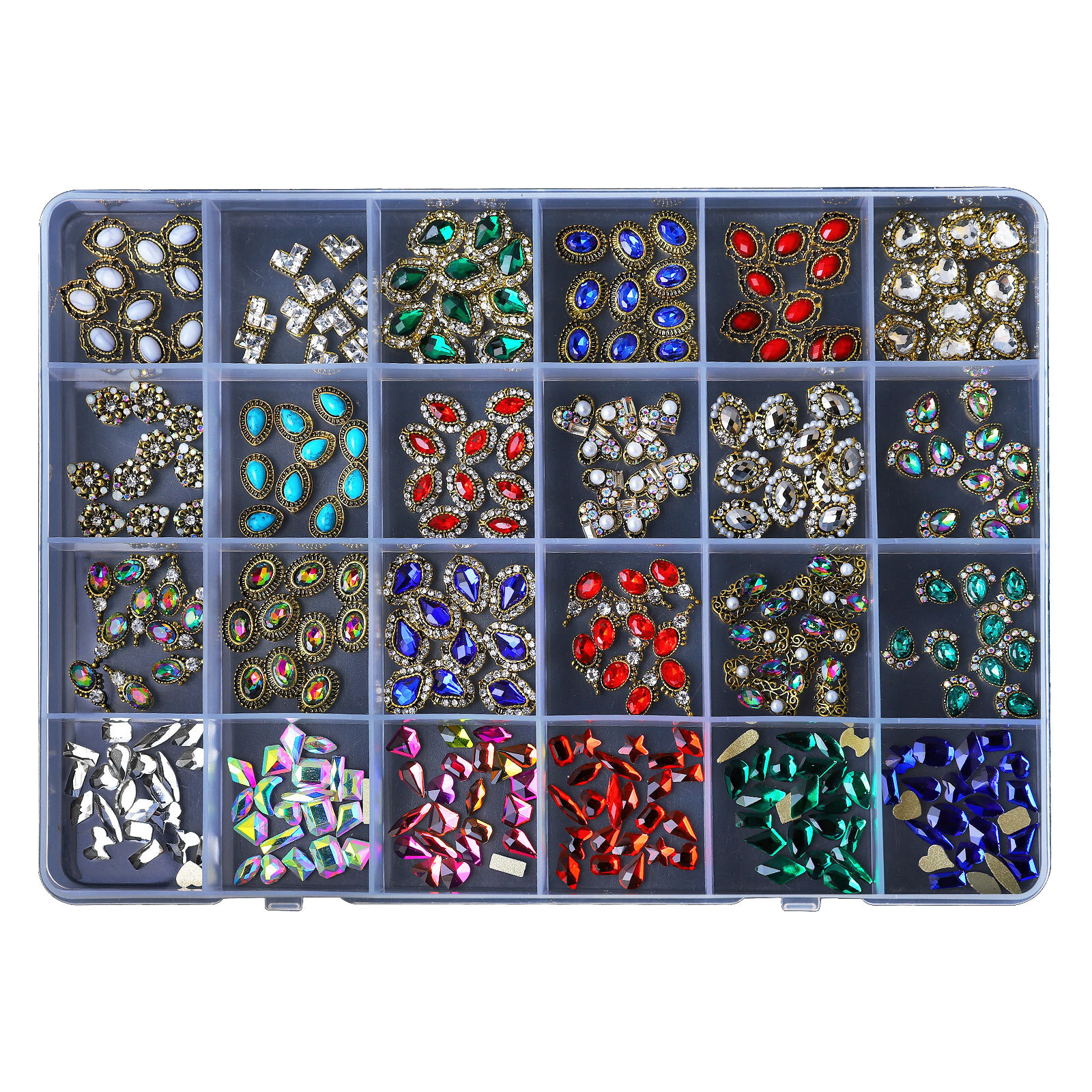 Дизайн Ногтей: 24 Блока Страз И Украшений Компактный Набор Для Путешествий - Герметичная Упаковка Многофункциональность Для Разных Проектов Для Нейл-Арта И Скрапбукинга