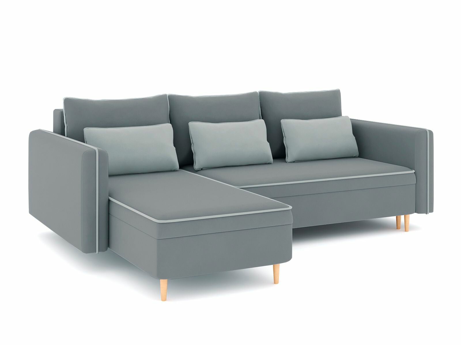 Угловой диван Рон, пантограф, угол универсальный, велюр Зара Графит 32 / велюр Зара Стил 52