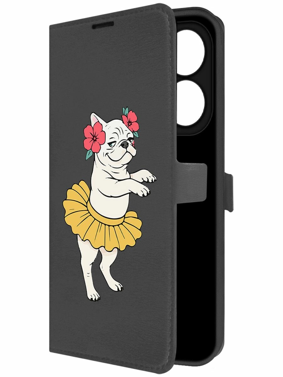 Чехол-книжка Krutoff Eco Book для INFINIX Smart 8 Pro Красотка (черный)