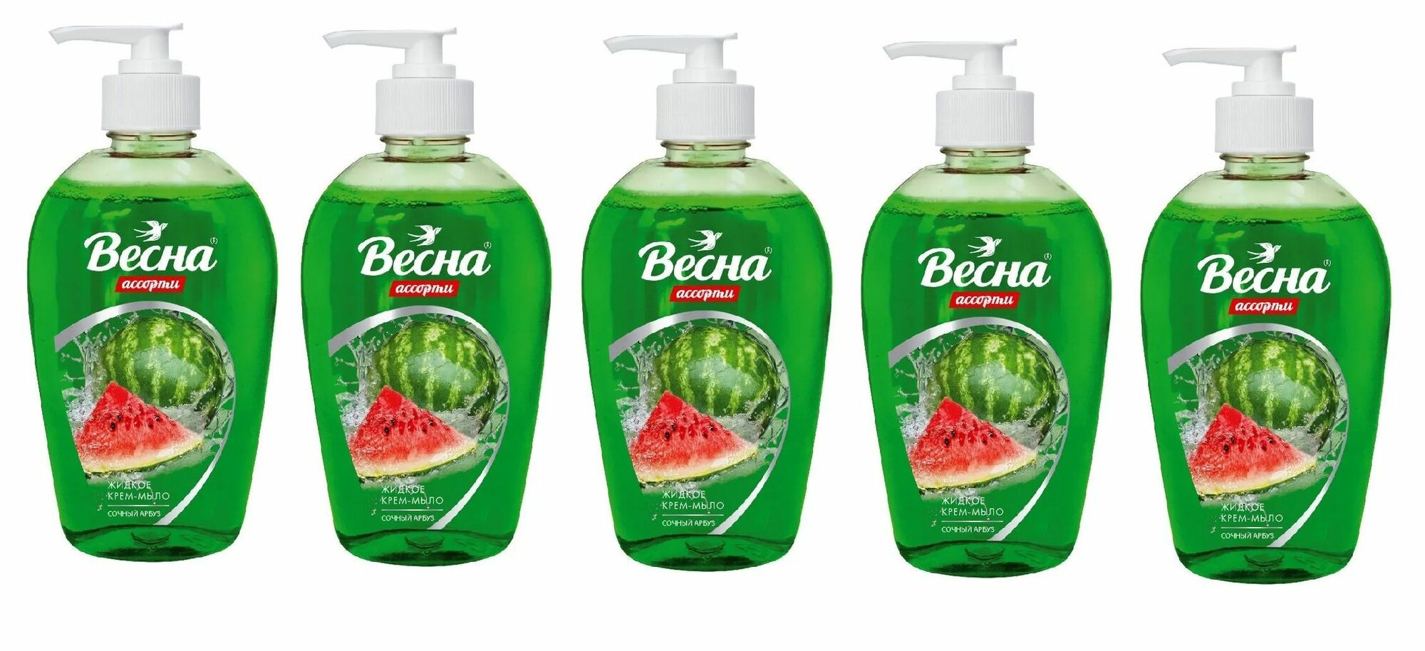 Жидкое мыло Весна Ассорти Сочный арбуз, 280г, 5 шт.