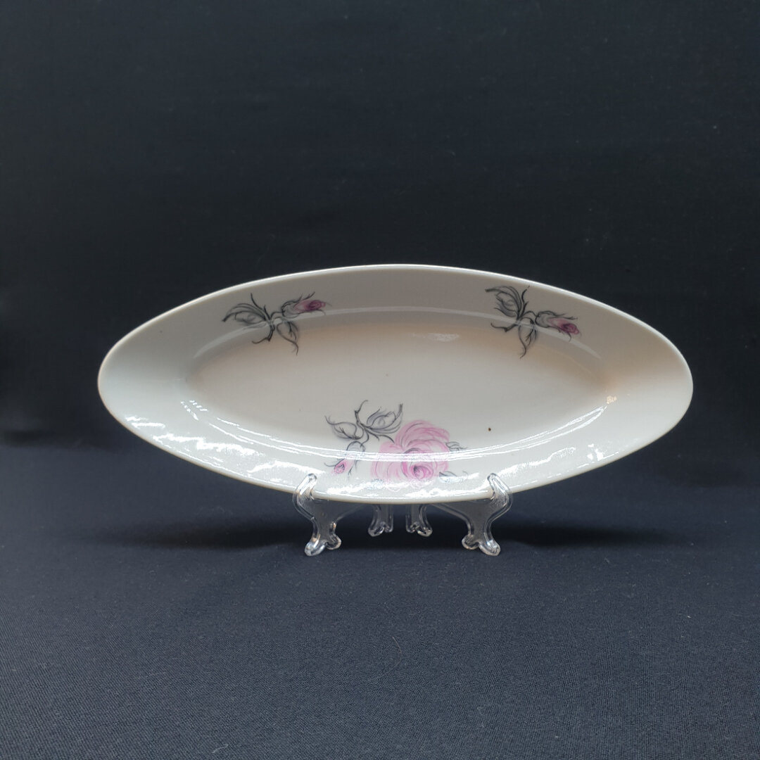 Селедочница Дулева, фарфор деколь 29х12 см, винтаж СССР