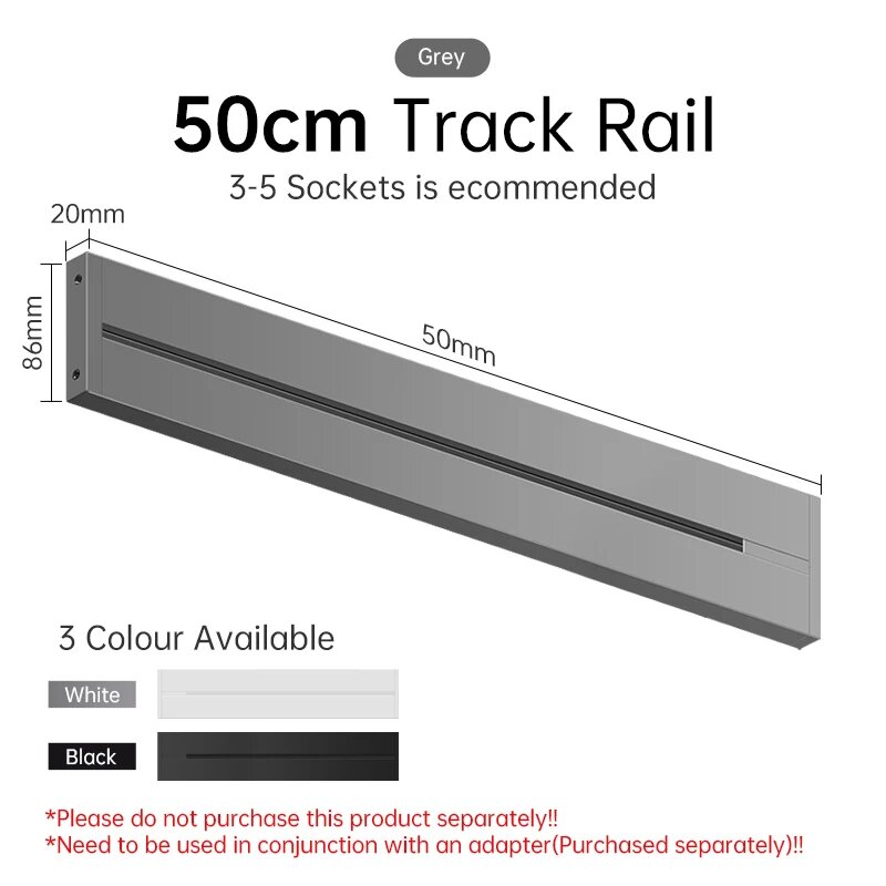 Настенная подвижная розетка 8000 Вт с USB 50cm Track, 110-250V-Black