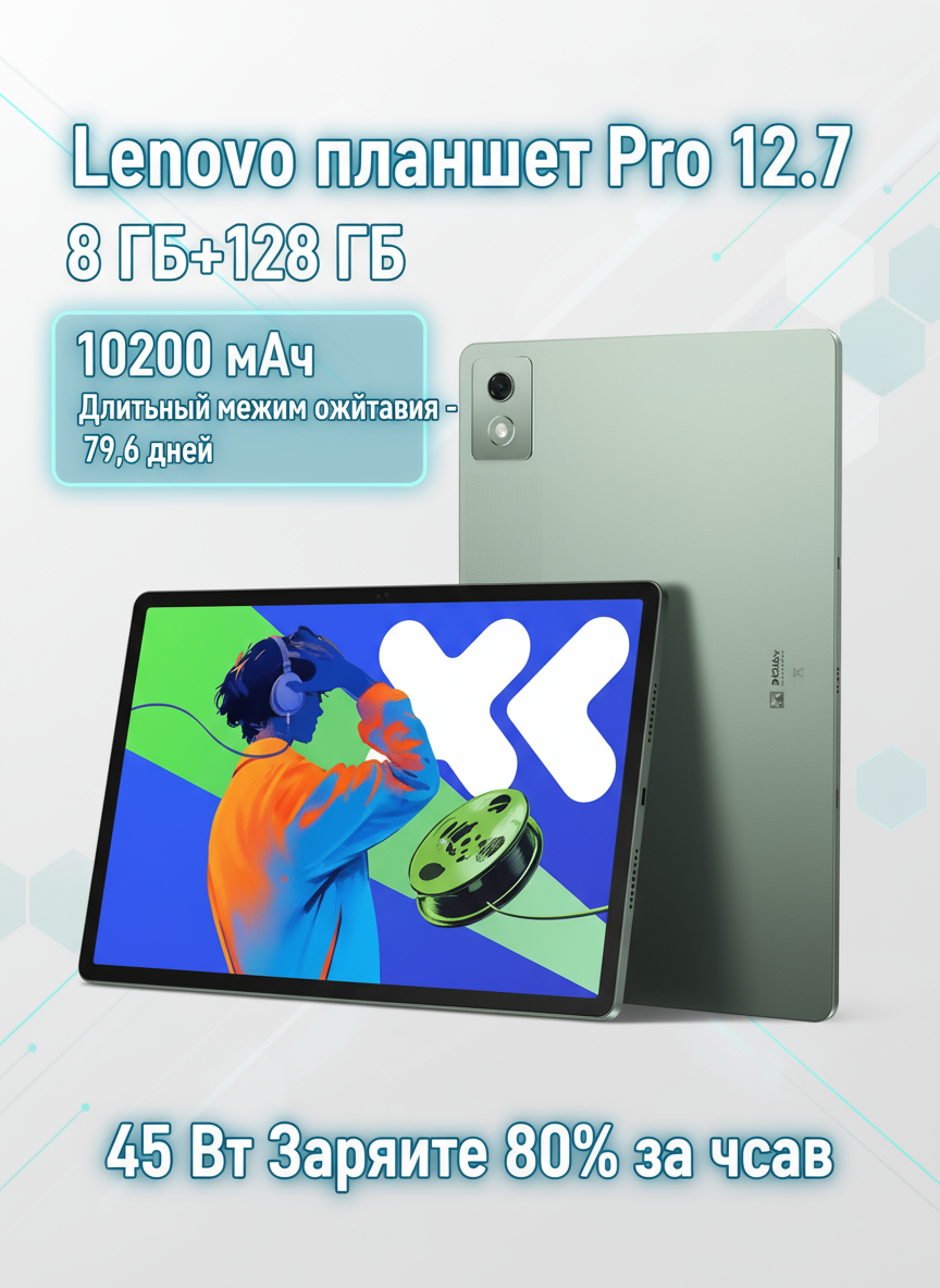 Планшетный ПК Lenovo "TB375FC Pro", 12.7", 8ГБ+128ГБ, 10200мАч, сканер отпечатка пальца