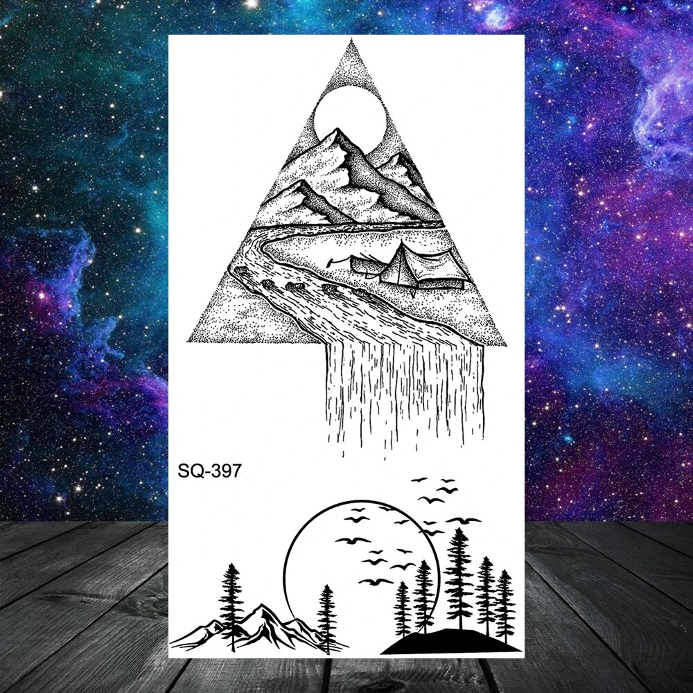 Временные татуировки COKTAK черные геометрический кит CSQ397